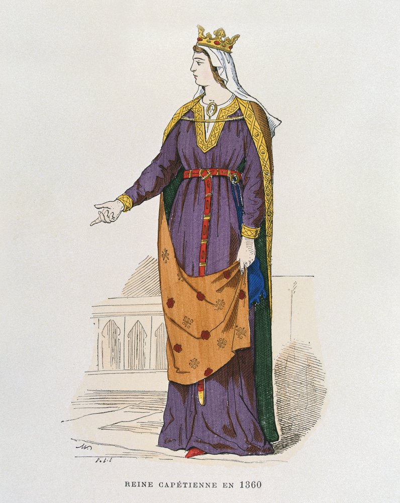Capetian Queen in 1360, from Costumes civils et militaires des francais ...