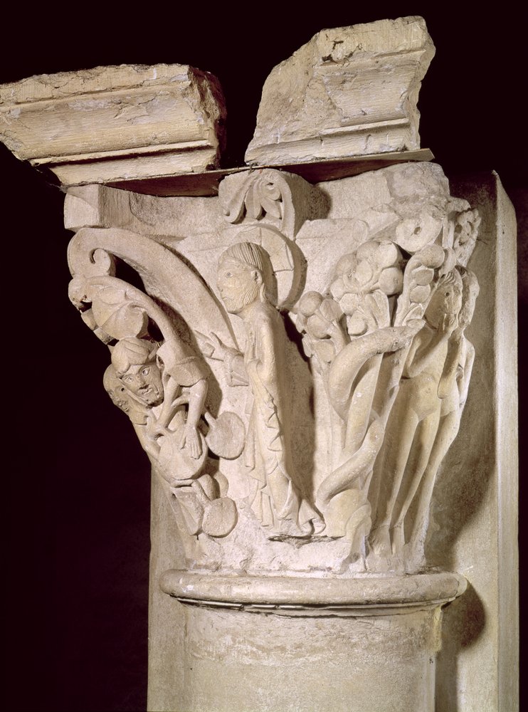 Capital with a relief depicting Adam and Eve