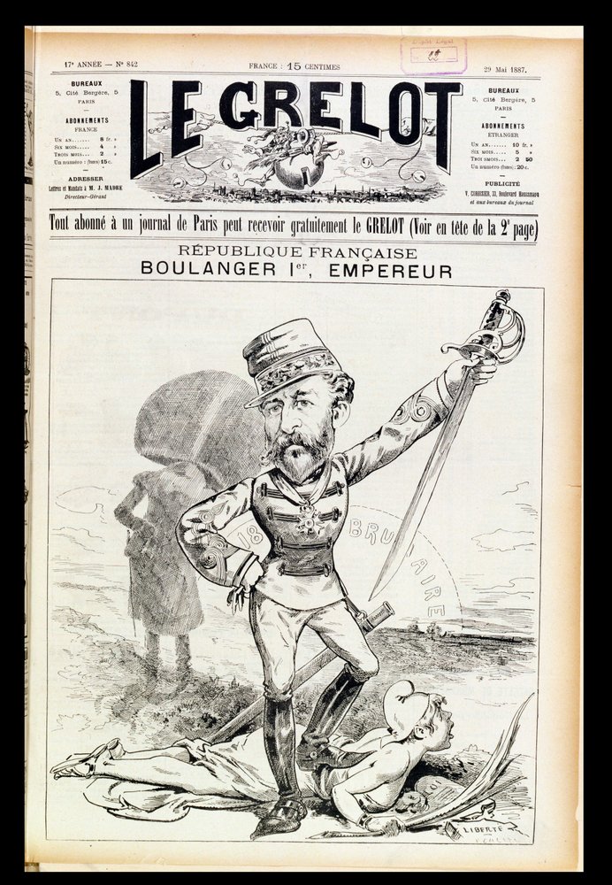 Emperor Boulanger the First, Caricature from the Front Cover of Le Grelot