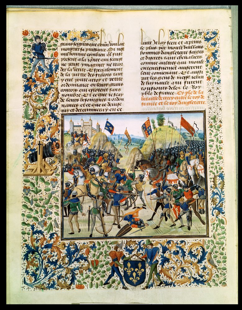Battle of Crecy from the Hundred Years War, from Froissart's Chronicle ...