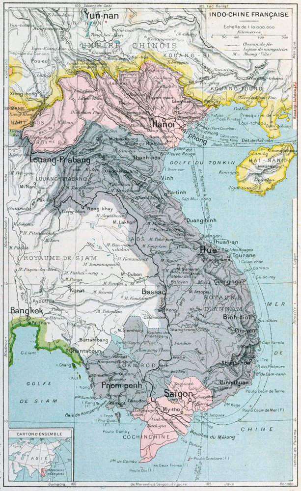 French School Textbook Map of Indochina by French School