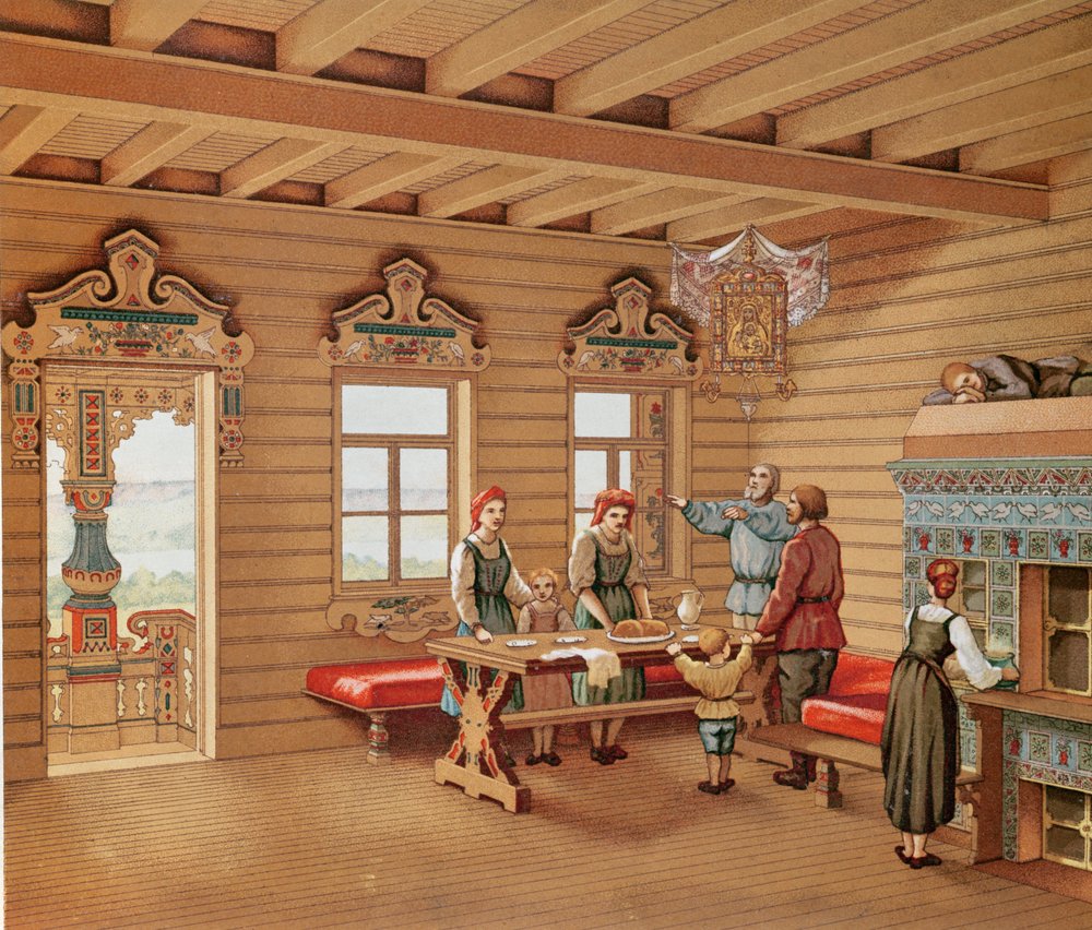 Idealised Interior of a Russian Izba, c.1880