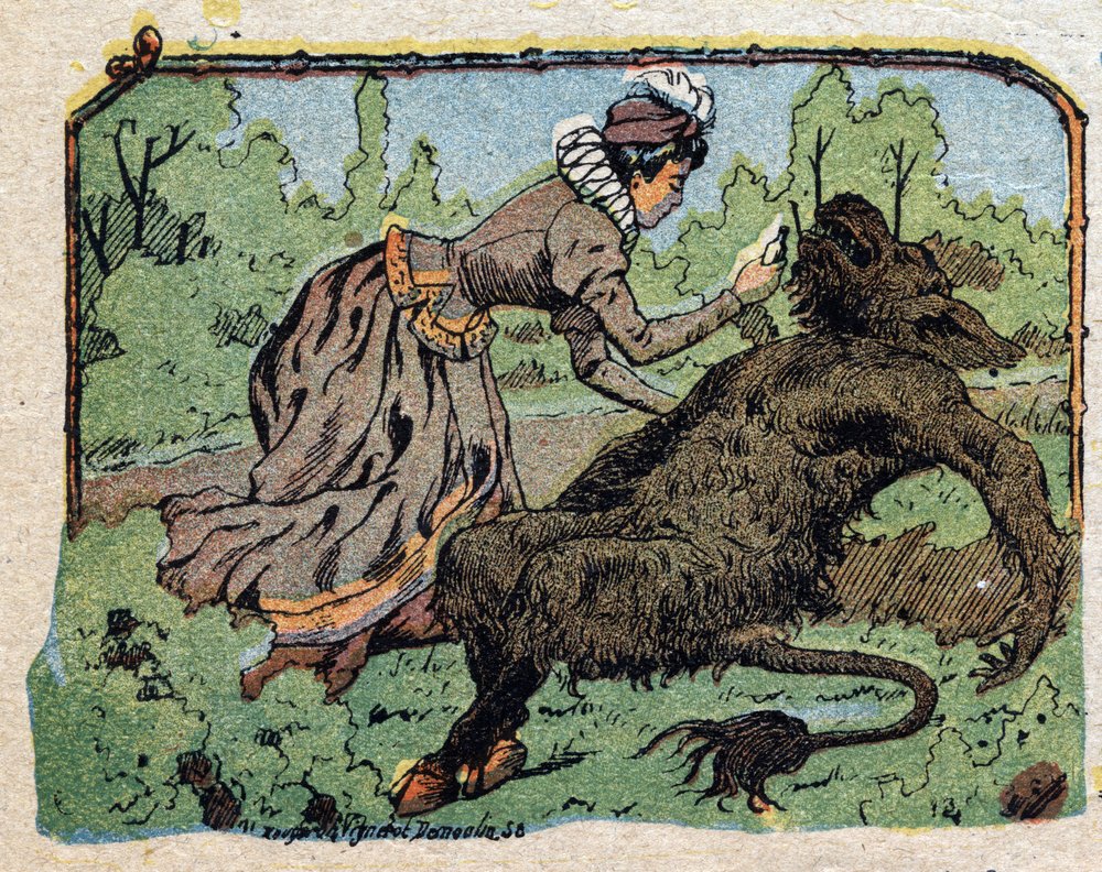 Illustration for the tale 'Beauty and the Beast': the beautiful revived ...