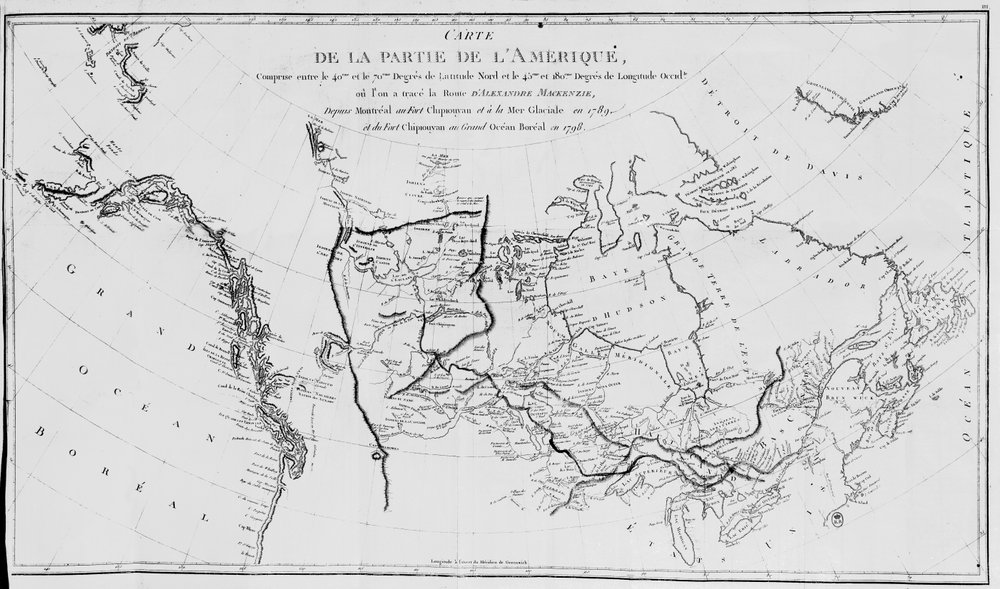 Map of North America, plotting the expeditions of Sir Alexander ...