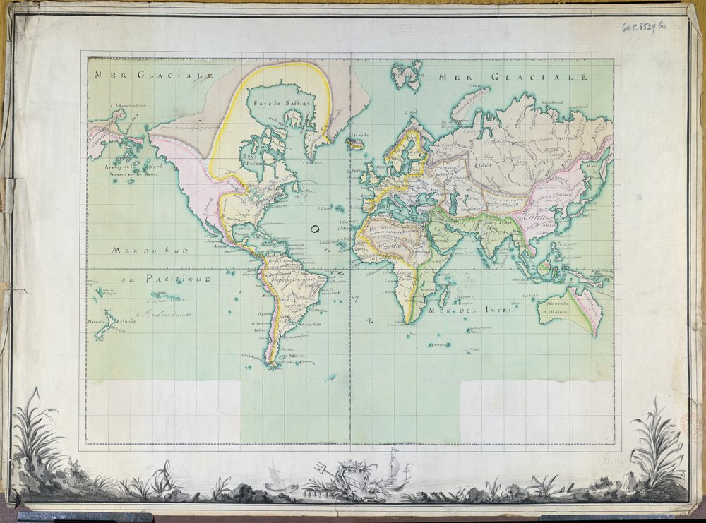 Map of the World, 1780 by French School: Fine art print