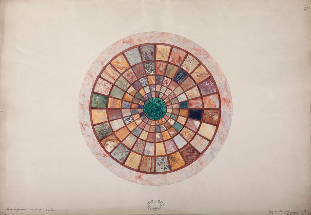 Marble Mosaic on Top of the Pedestal Made for Princess Elisa