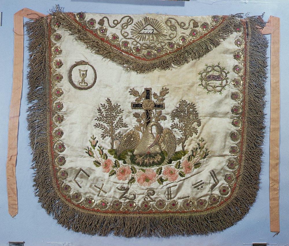 Masonic apron with various symbols by French School