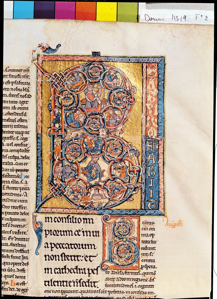 Historiated initial 'B' depicting King David, from the 'Marchiennes ...