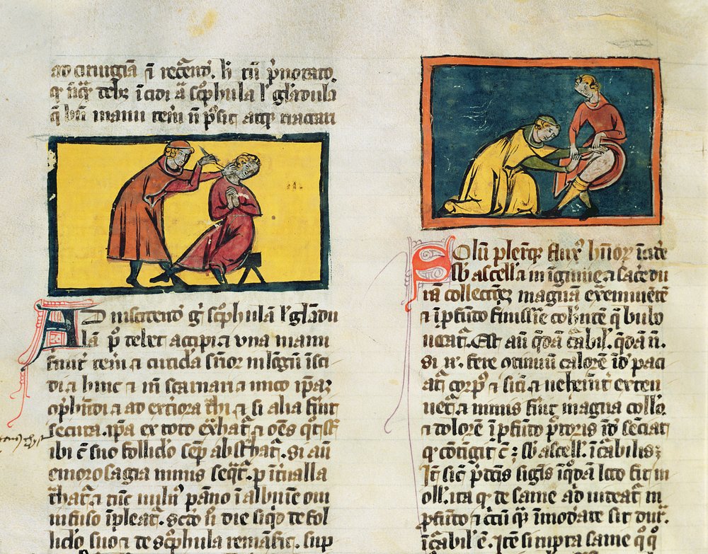 Doctors curing the sick, from an edition of Book of Surgery by Rogier ...