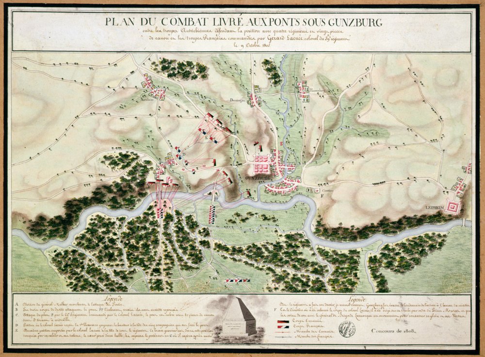 Plan of events at the Battle of Gunzburg between Austrian and French ...