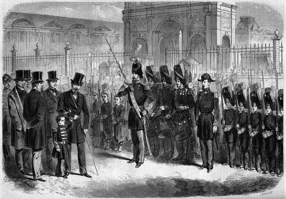 Review of the pupils of the imperial guard by the Imperial Prince ...