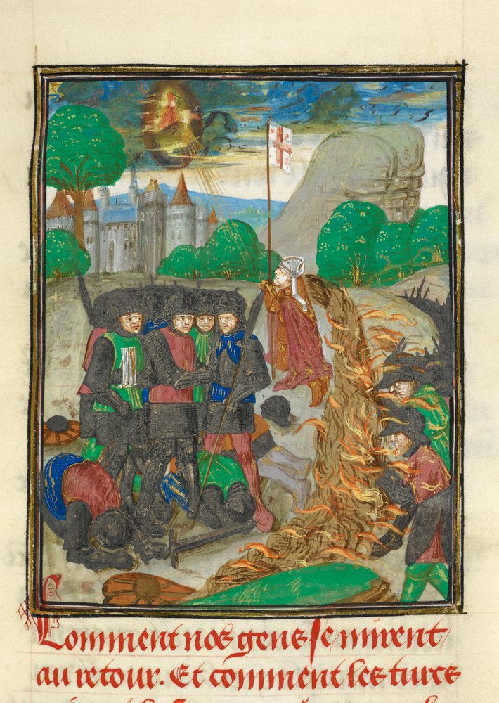 Christian army saved by prayer, from 'Chronique d'Ernoul et de Bernard ...