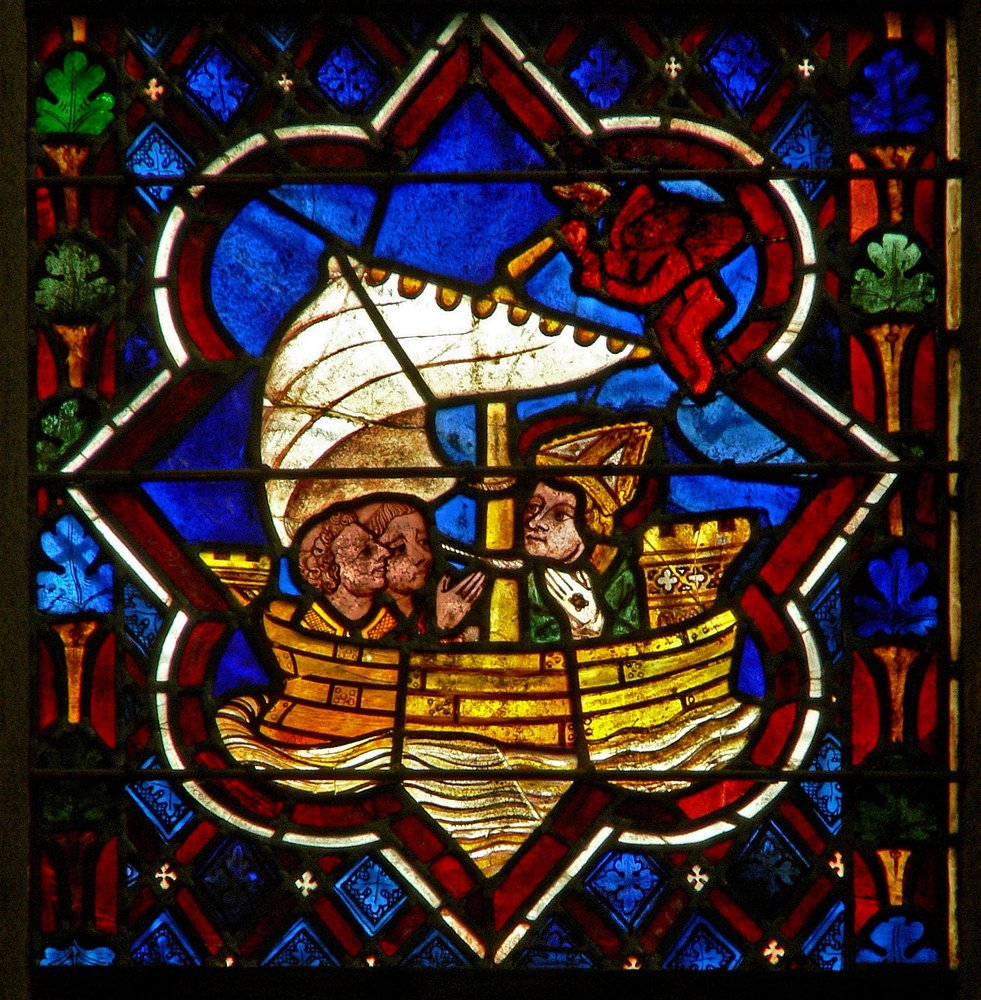 Scene depicting St Samson crosses the English Channel