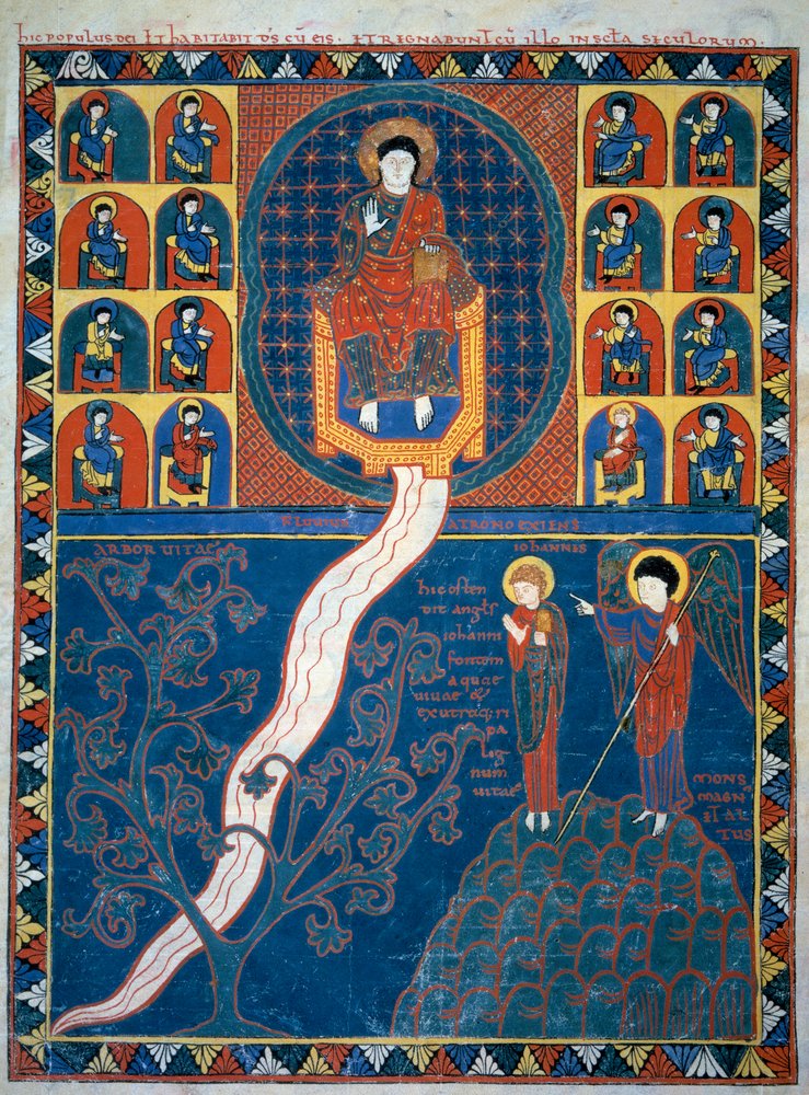The Angel shows Saint John the river of life that starts from the ...