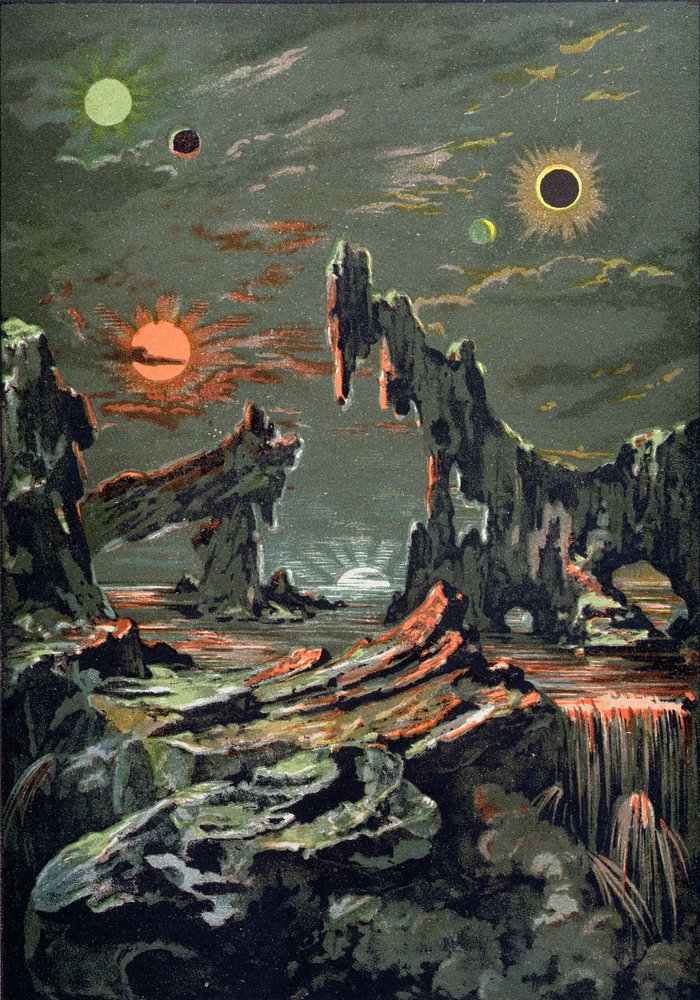 The World of Four Moons and Four Suns, illustration from LAstronomie ...