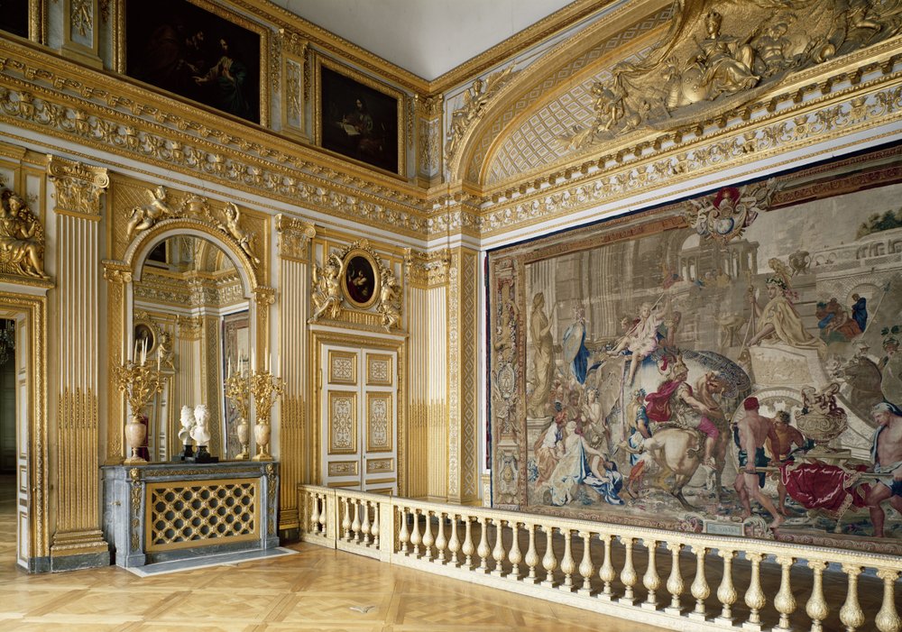 The bedchamber of Louis XIV (1638-1715) by French School