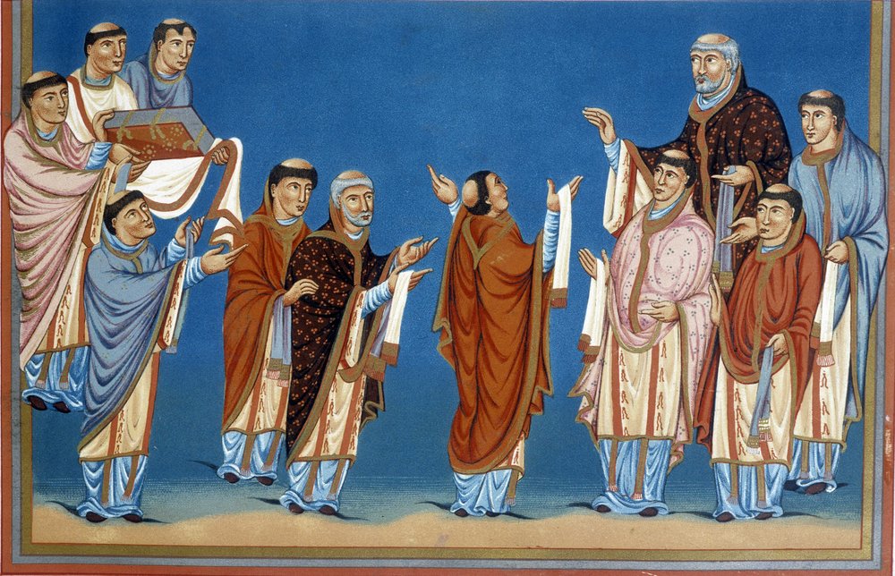 The canons of Saint Martin of Tours offering King Charles II called the ...