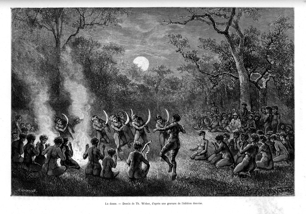 The dance of boomerang around fire among the Aboriginal people of ...