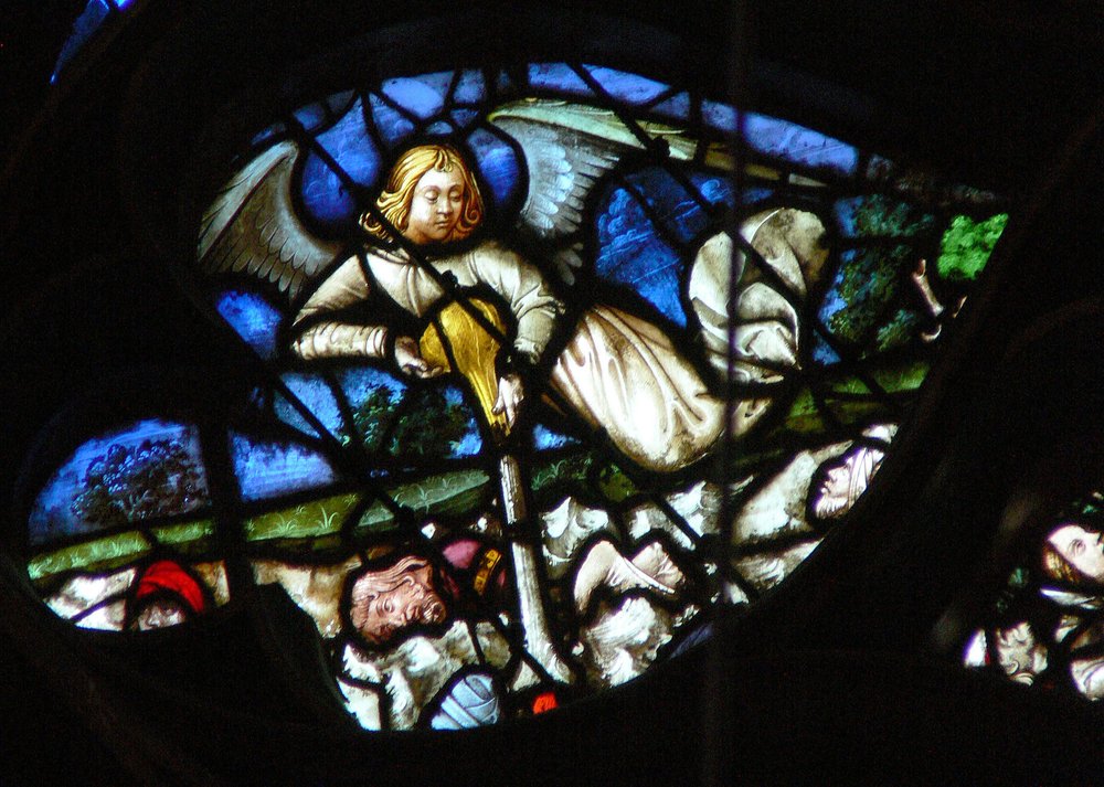 The West Rose Window Depicting a Scene from the Book of Revelation ...