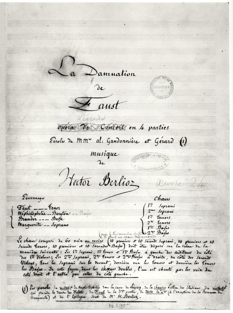 Title page of 'La Damnation de Faust' by Hector Berlioz, 1846