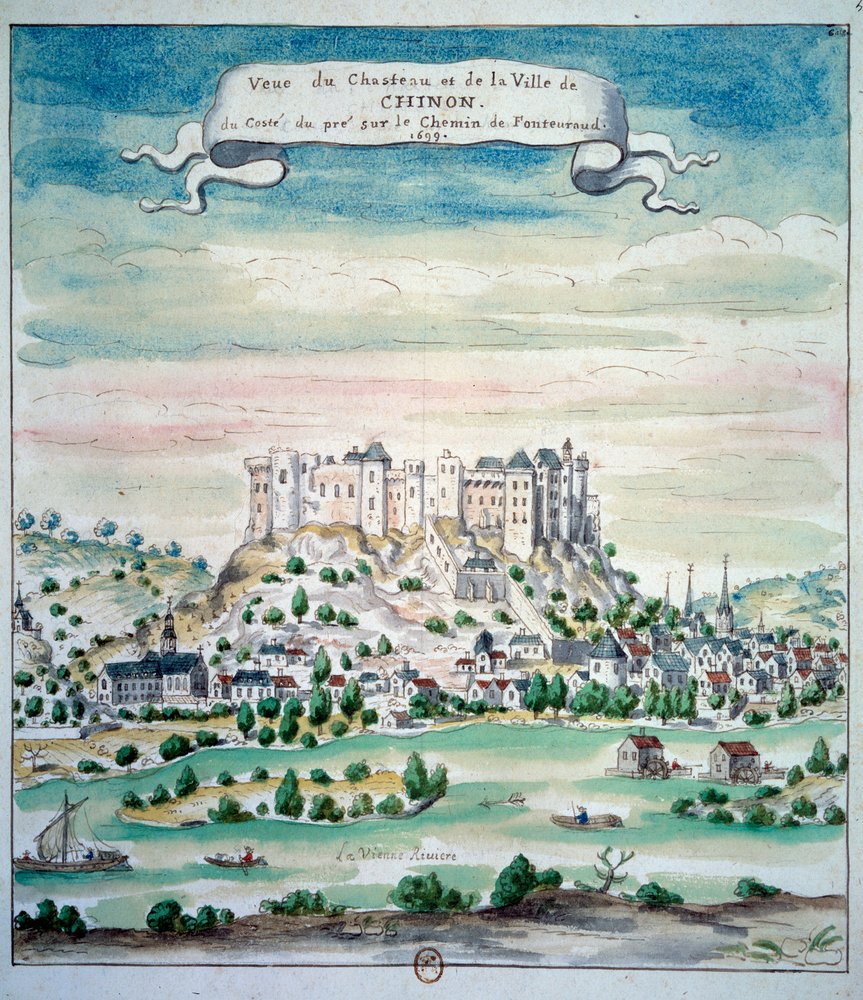 View of the Chateau de Chinon by French School