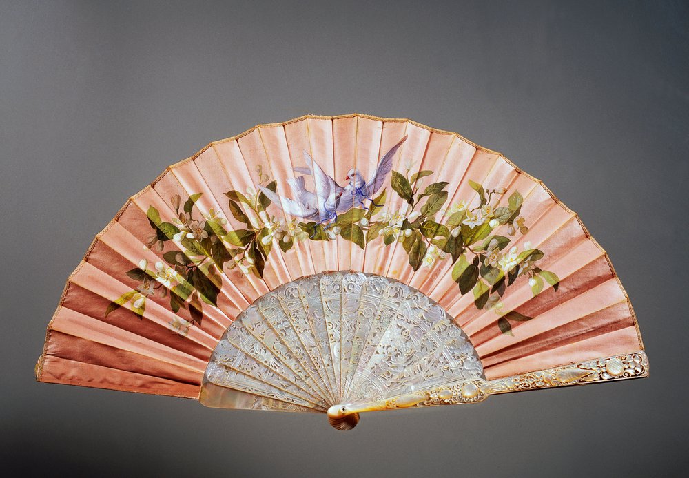 Wedding Hand Fan Depicting Doves on Branch, Created by Felix Alexandre ...