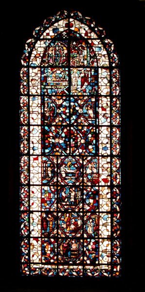 Window depicting scenes from the lives of saints