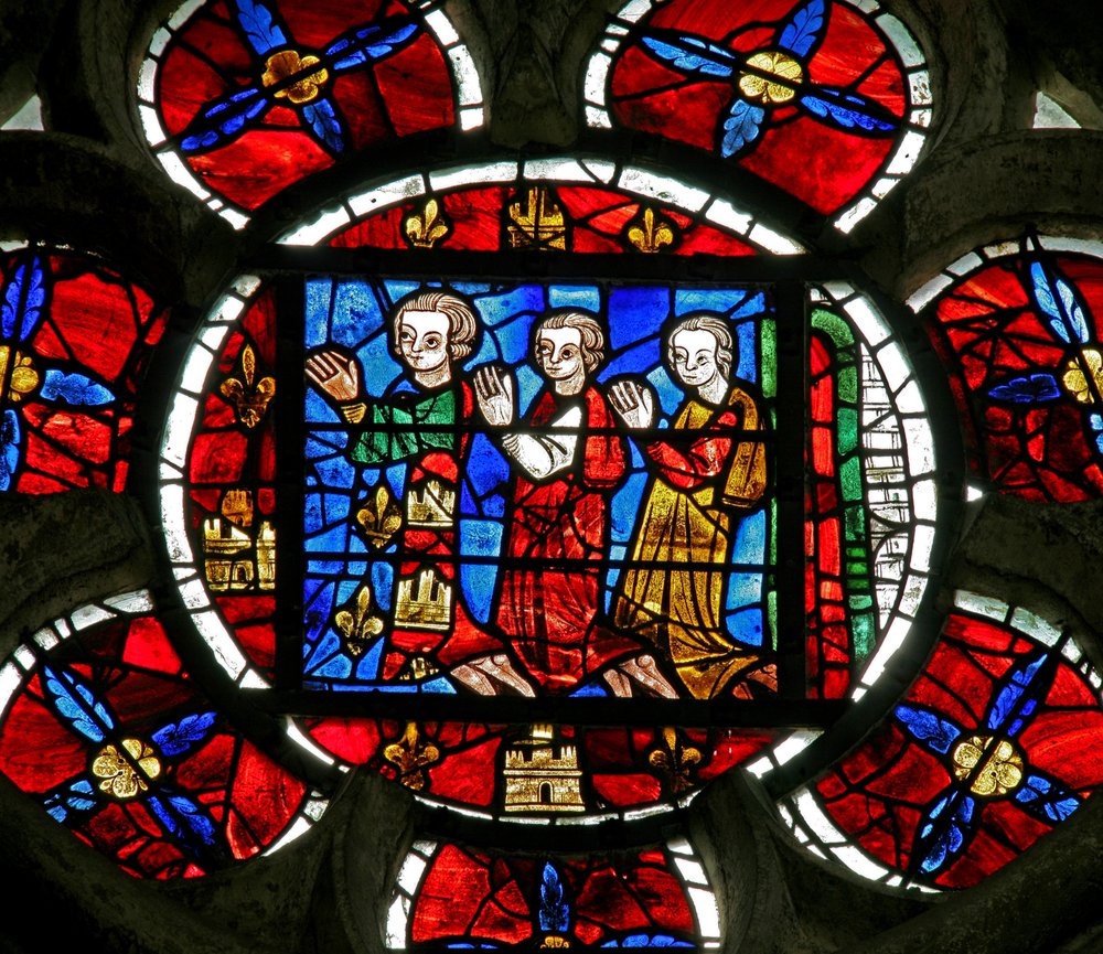 Window depicting a donor - Alphonse de Poitiers and family