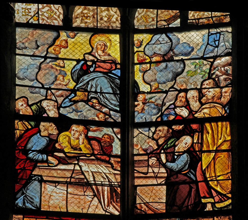 Window depicting the Death and Assumption of the Virgin Mary