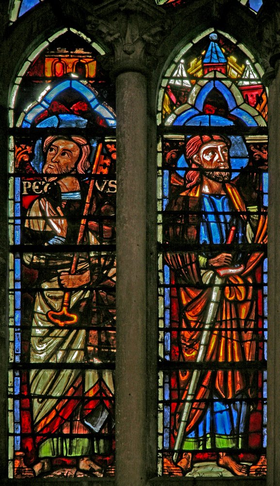Window w106 depicting St Peter and St Paul by French School