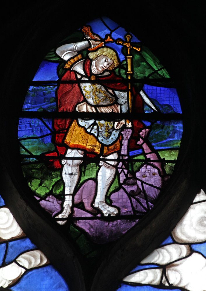 Window depicting St Michael by French School