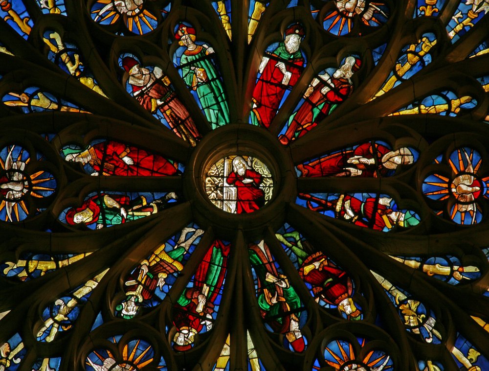 Window depicting Jesse and other figures on the Tree of Jesse in the ...