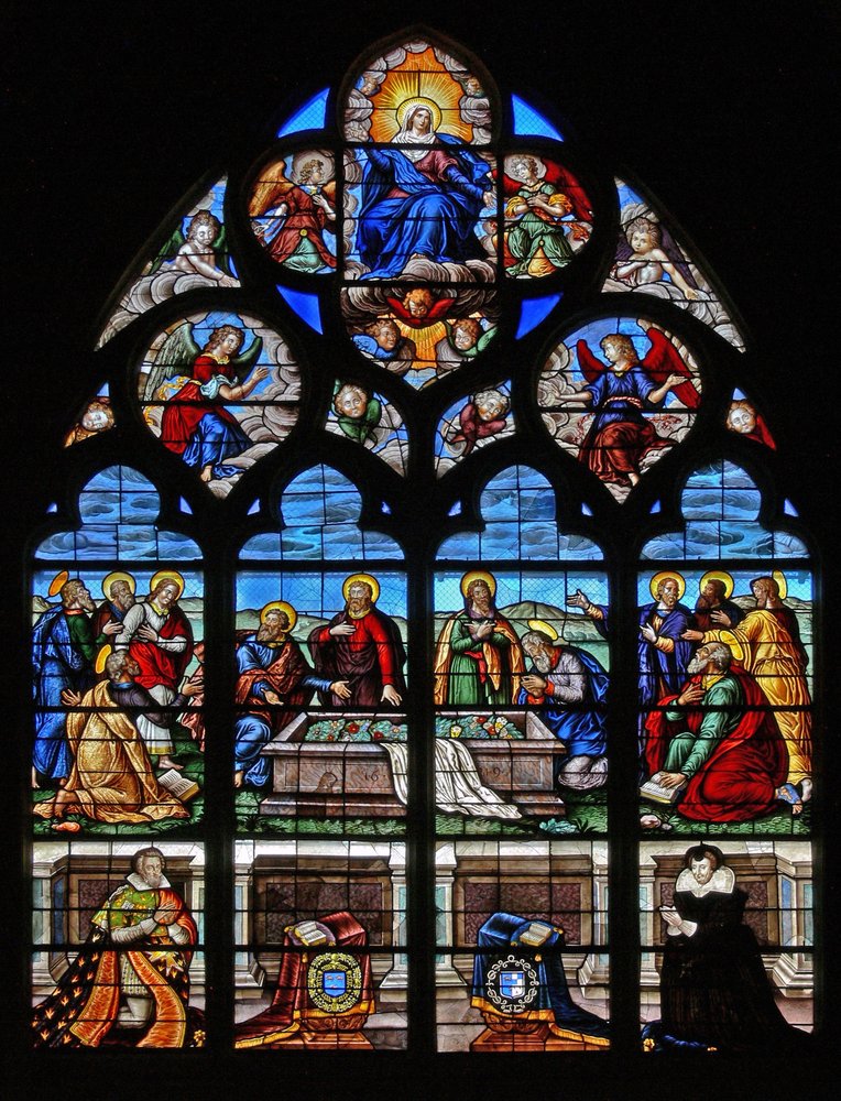 Window depicting the Death and Assumption of the Virgin Mary