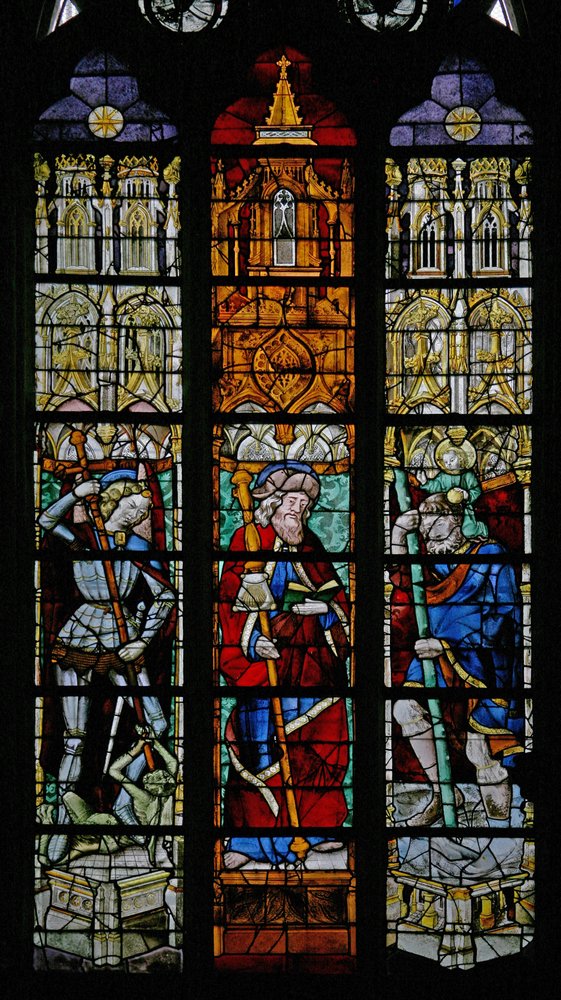 Window depicting St Michael, St James and St Christopher