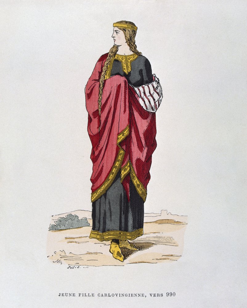 Young Carolingian girl, from Costumes civils et militaires des francais ...
