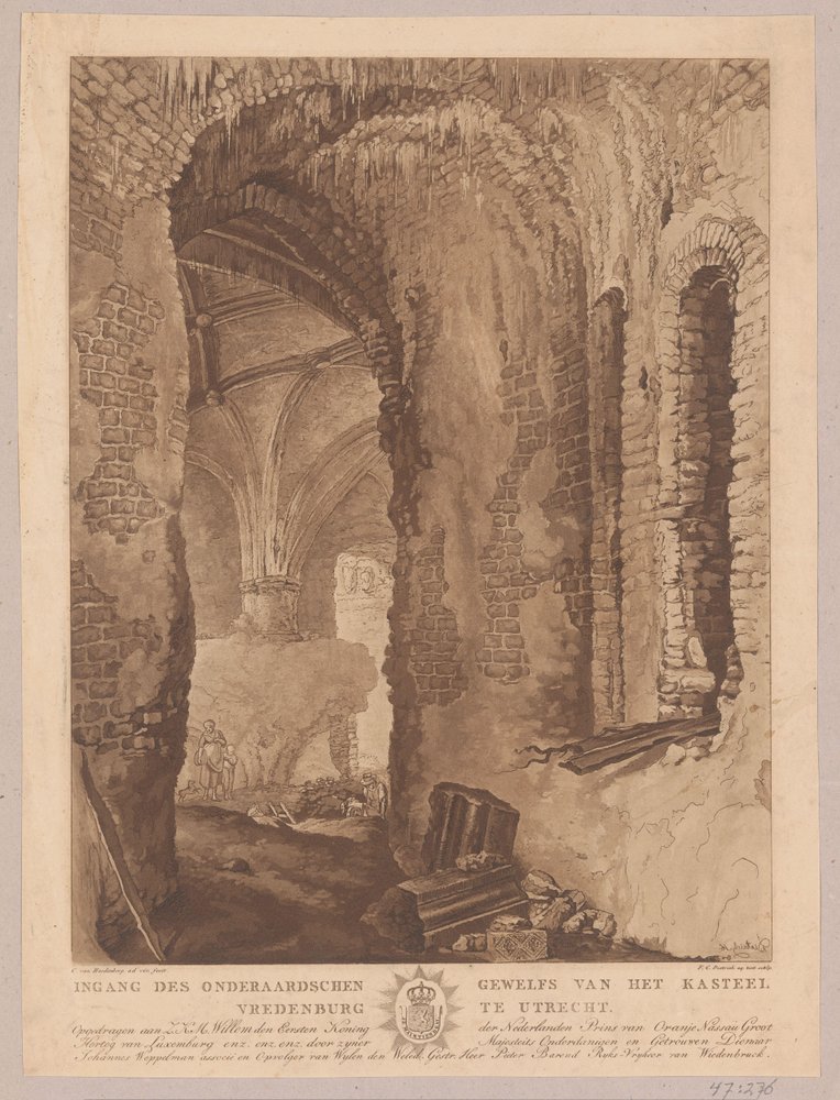 View of the underground vault of Vredenburg Castle in Utrecht