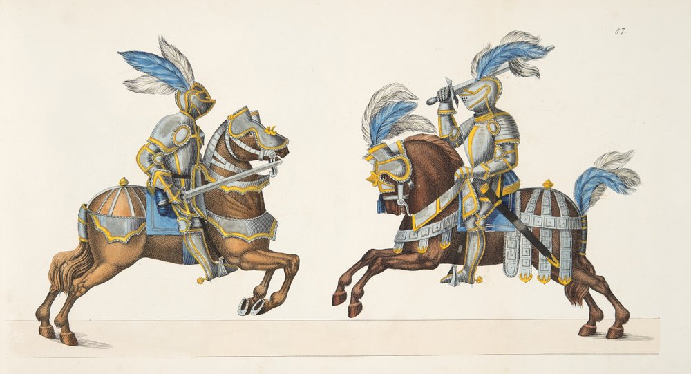 Two Knights at a Tournament, plate from 'A History of the Development ...