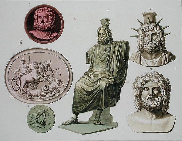 Representations of Zeus, Jupiter or Jove, plate 51 from 'Le Costume ...