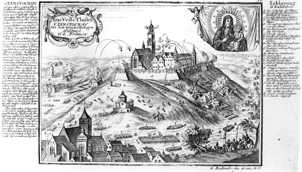 The monastery of Jasna Gora, Czestochowa, under siege by Swedish forces ...