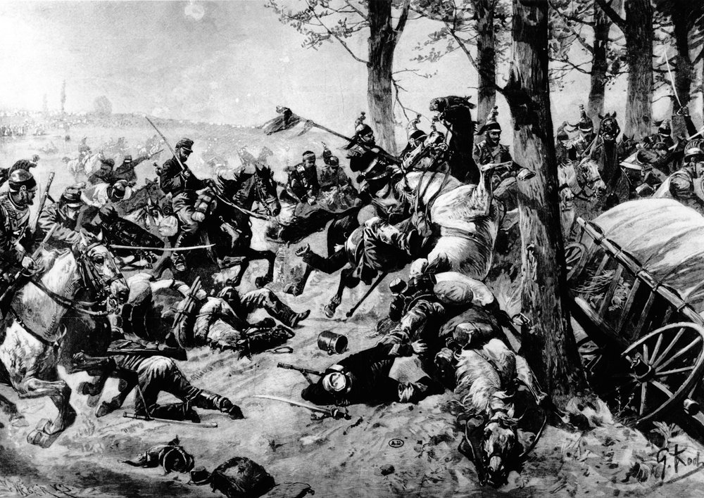 The French Armoured Cavalrymen Charging at the Battle of Sedan on the ...