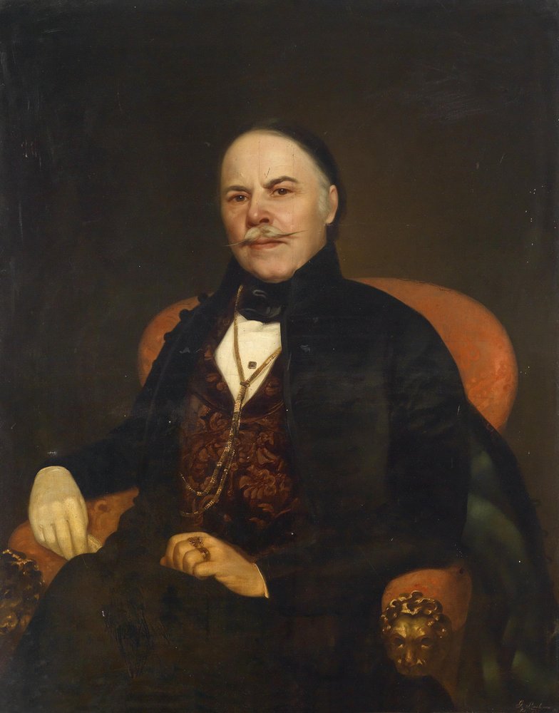 Portrait of a Gentleman in a Red Armchair by Georg Raab