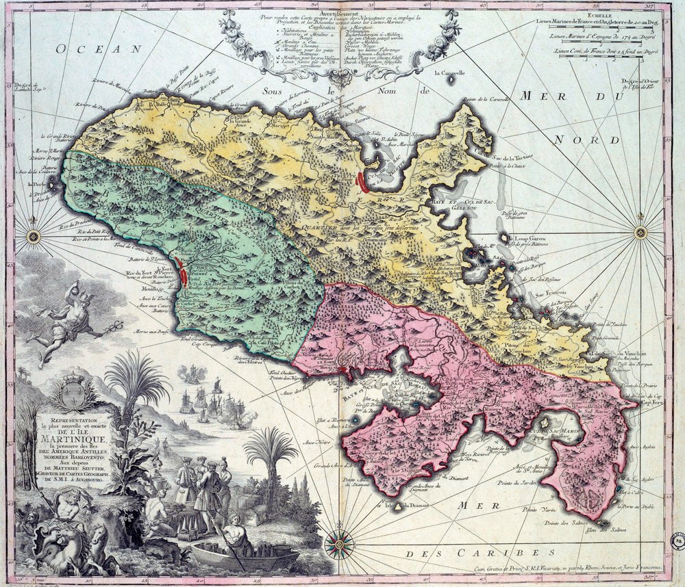 Detailed Map of the Island of Martinique in the West Indies