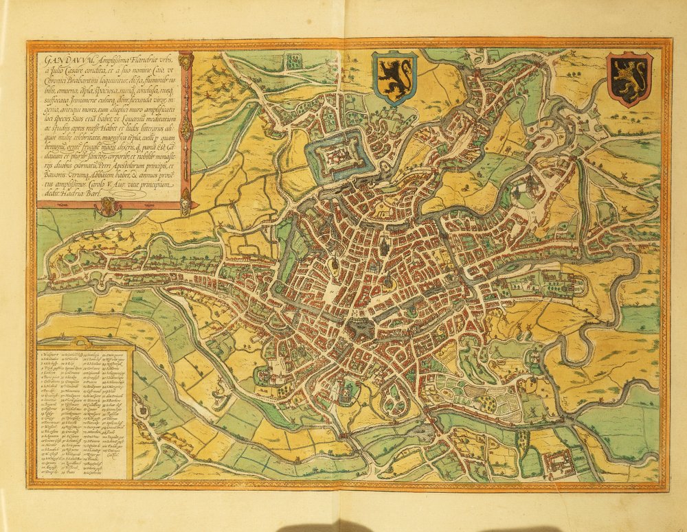 Map of Ghent, Gand from Civitates Orbis Terrarum