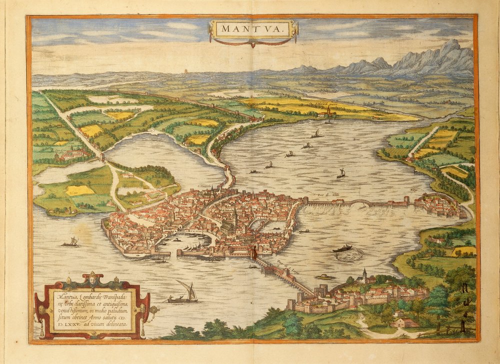 Map of Mantua from Civitates Orbis Terrarum by Georg Braun