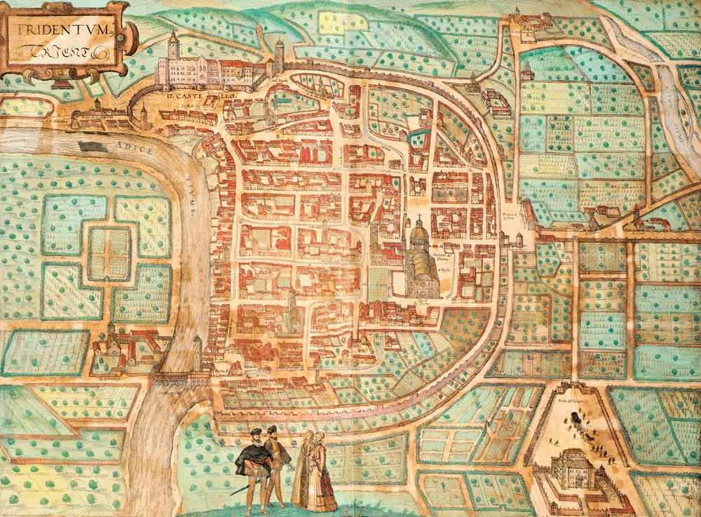 Map of Tridentum, today Trent, by Georg Braun and Franz Hogenberg ...