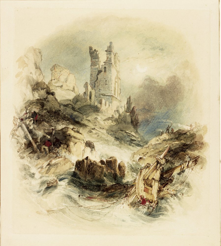 Shipwreck off Dunstanburgh Castle by George Balmer