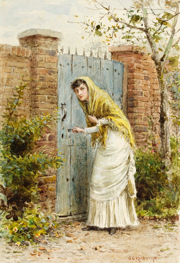 Girl at a Gate by George Goodwin Kilburne: Fine art print