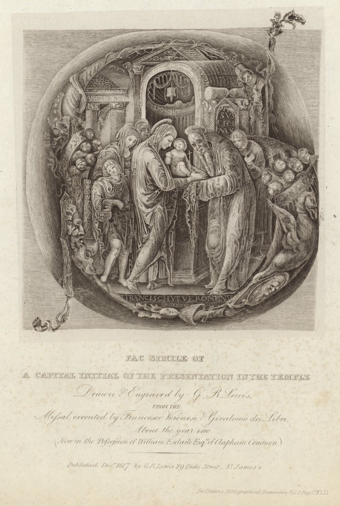 Facsimile of the capital initial of the presentation in the temple