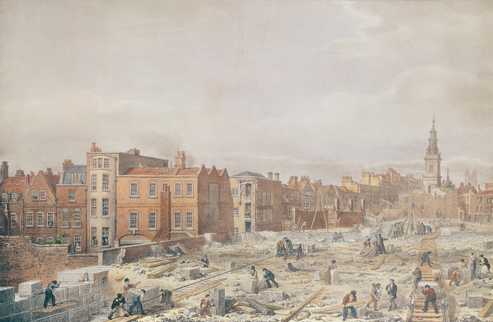 A View of the Northern Approach to the London Bridge while in state of ...