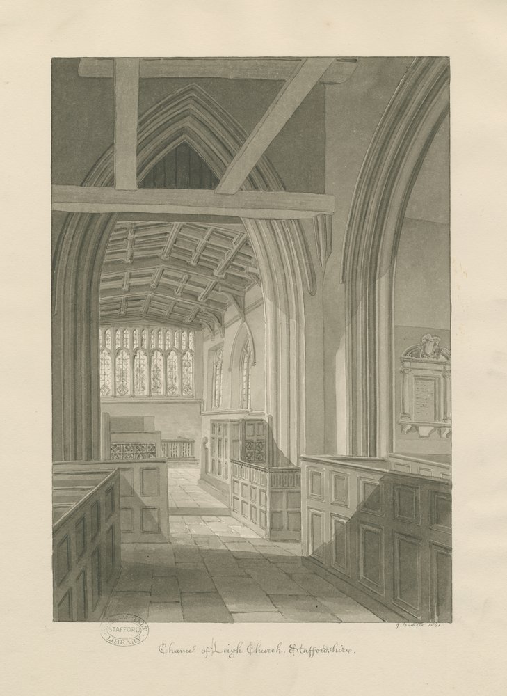 Interior of Leigh Church by George Buckler: Fine art print